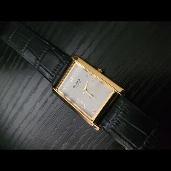 Seiko | Accessories | Nos Rare Vintage Seiko Slim Tank Mens Leather Watch | Poshmark